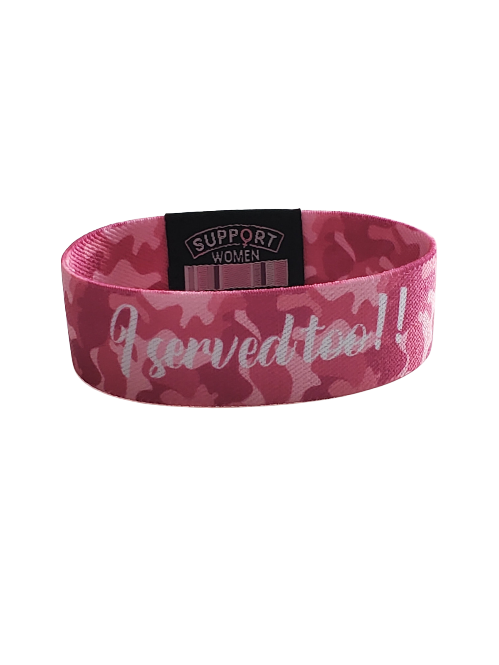 Polyester Elastic Pink “I Served Too” Wristband – Support Women Vet-her-ans